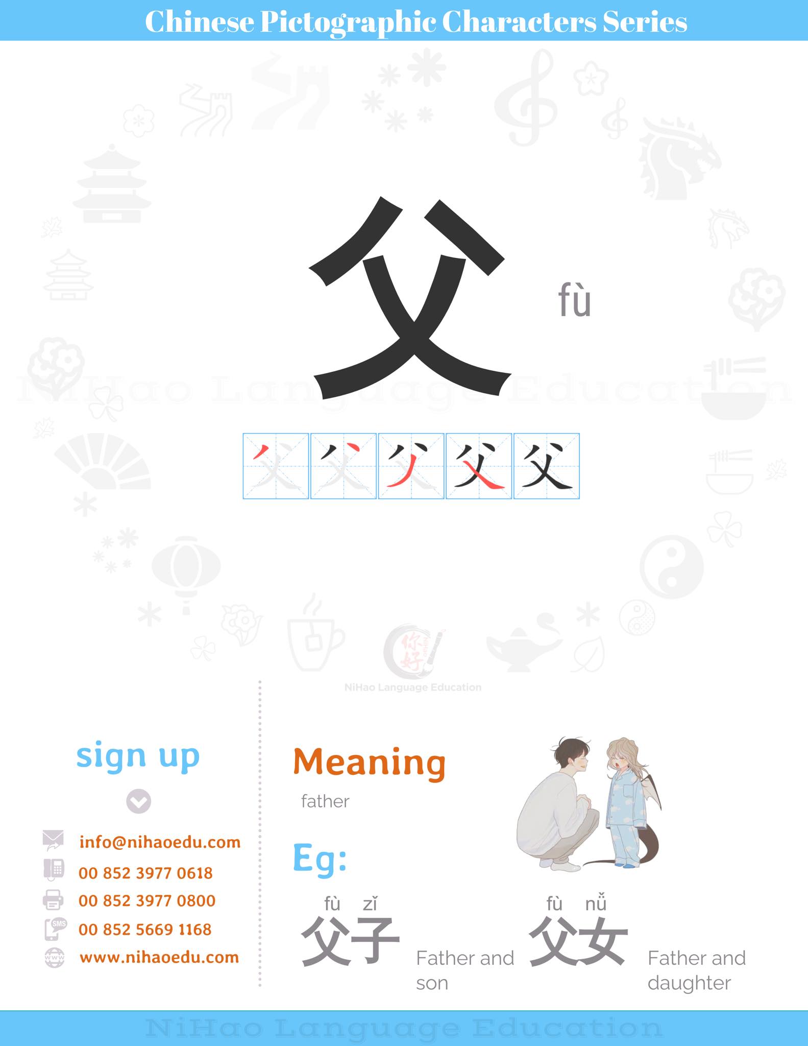 Chinese Radicals Series父fù | NIHAO LANGUAGE EDUCATION